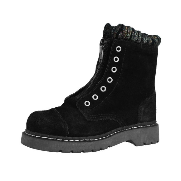 tuk | Shoes | Tuk Zipper Front Waxy Suede Combat Boots | Poshmark